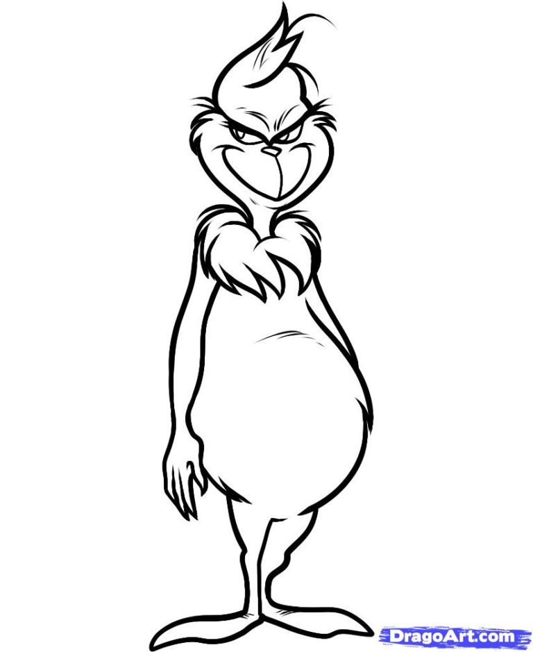 Grinch black white clipart - WikiClipArt